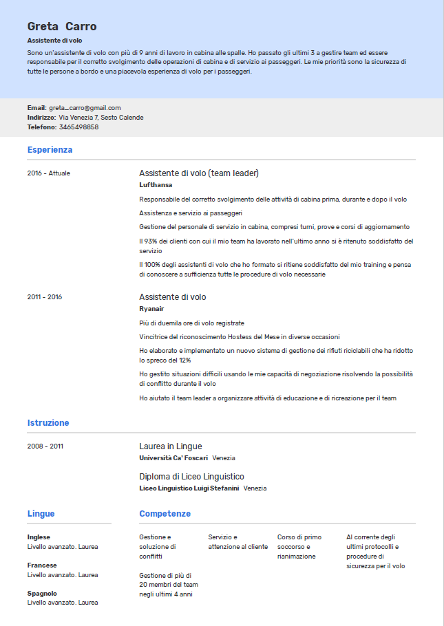 Modelli di Curriculum Vitae Online | OnlineCV